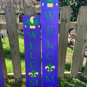 Mardi Gras Welcome Sign: Fleur De Lis Vertical Wood Decor - Etsy