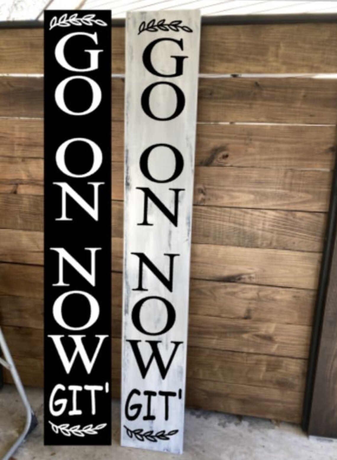Funny Welcome Sign: Go on Now Git, Front Porch Wooden Door Leaner - Etsy