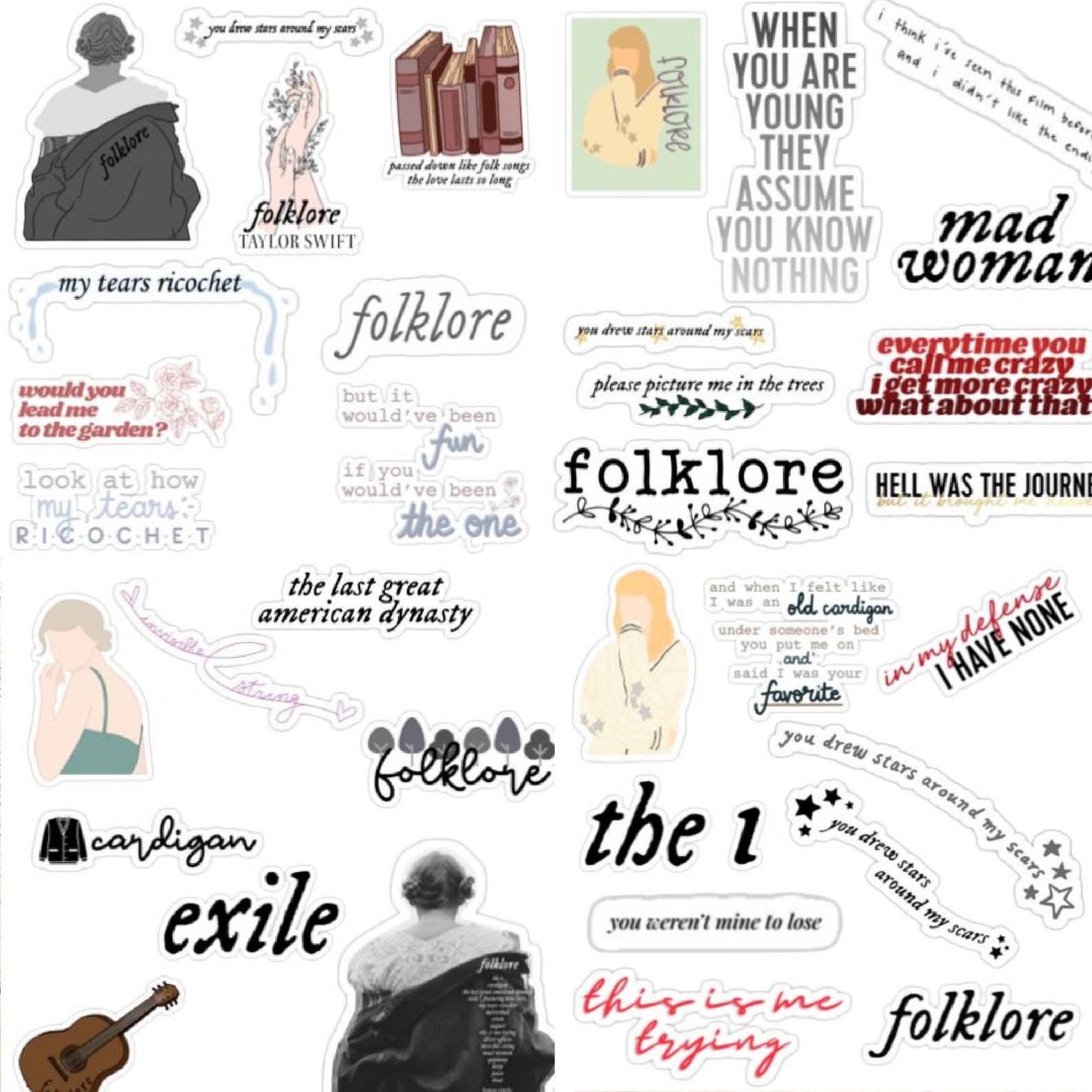 Taylor Swift Folklore Album Sticker Folklore Album Taylor | Etsy