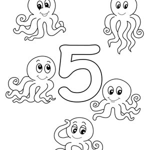 Numbers Coloring Pages, Numbers 1-10, Underwater Life, Sea Animals ...