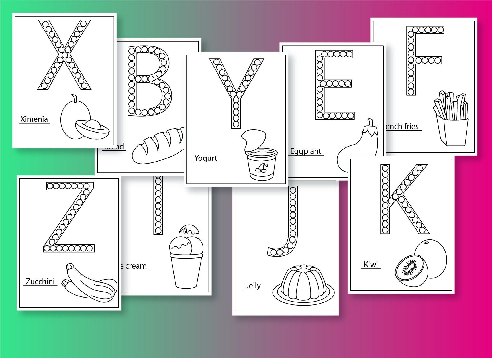 Alphabet Food Dot Marker Worksheets, 26 Pages, Dot Marker Activities ...