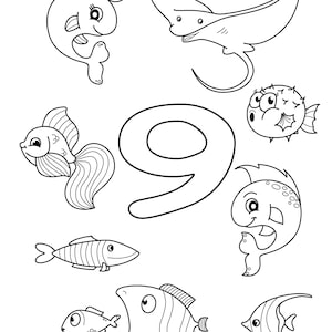 Numbers Coloring Pages, Numbers 1-10, Underwater Life, Sea Animals ...
