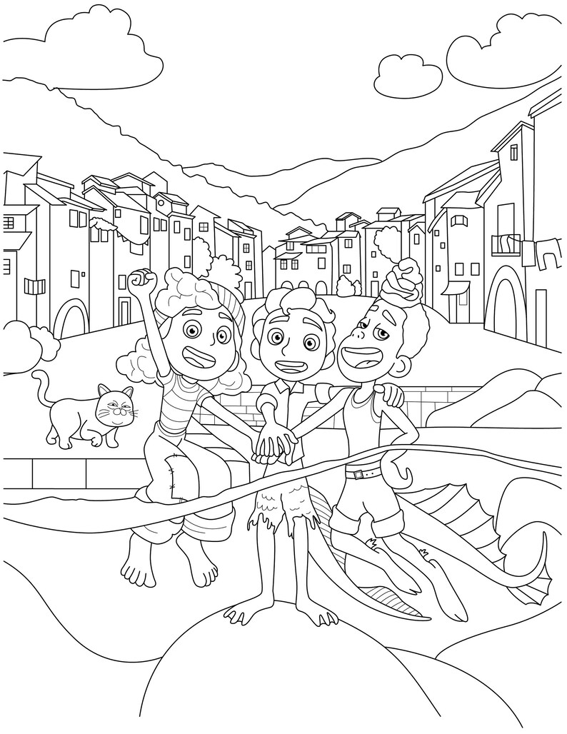 Luca Coloring Pages for Kids Printable,giulia Alberto and Luca Pdf ...