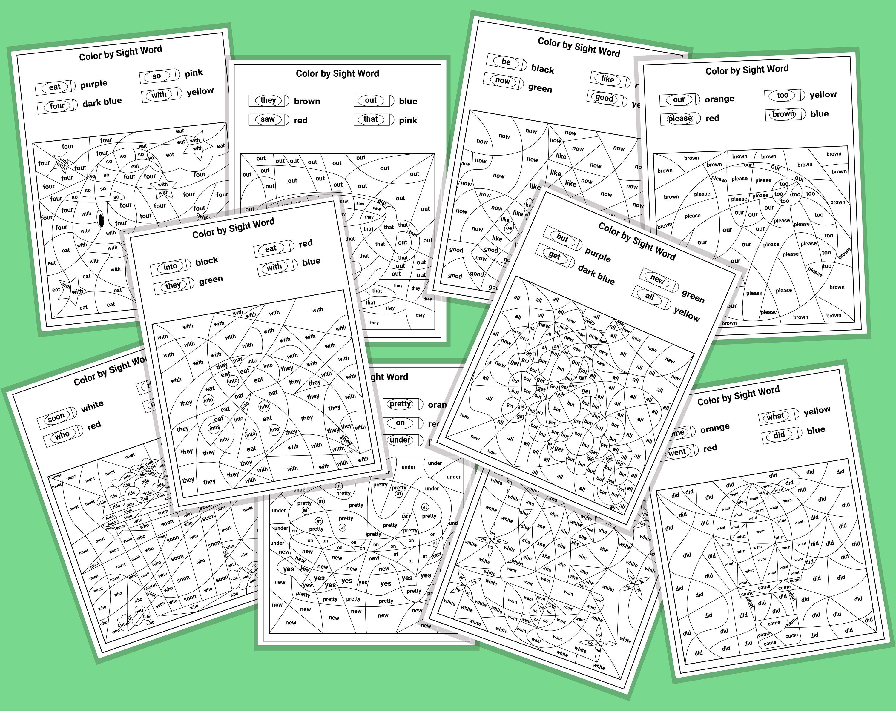 Sight Words Coloring Digital Page for Children Pdf File, 21 Digital ...