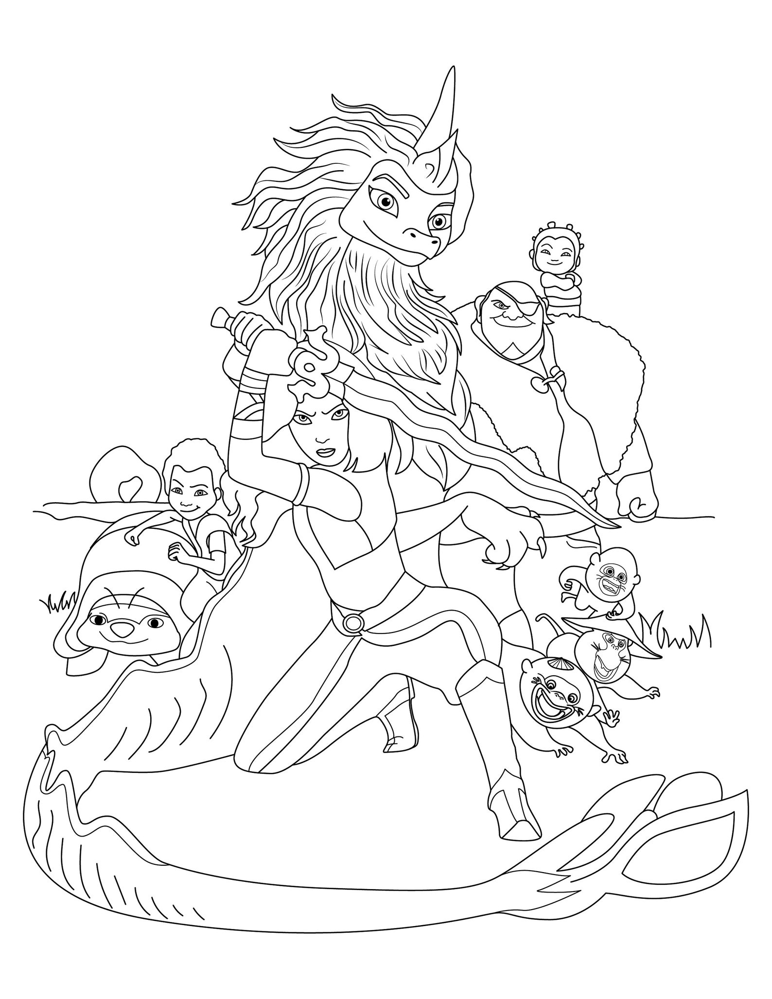 Raya and the Last Dragon Coloring Pages for Kids Printable, Raya and ...