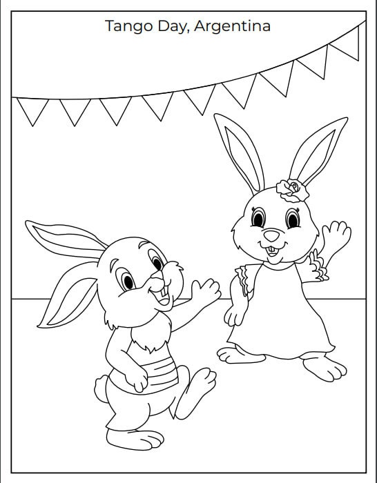 Coloring Pages rabbits Celebrating Holidays Around the - Etsy