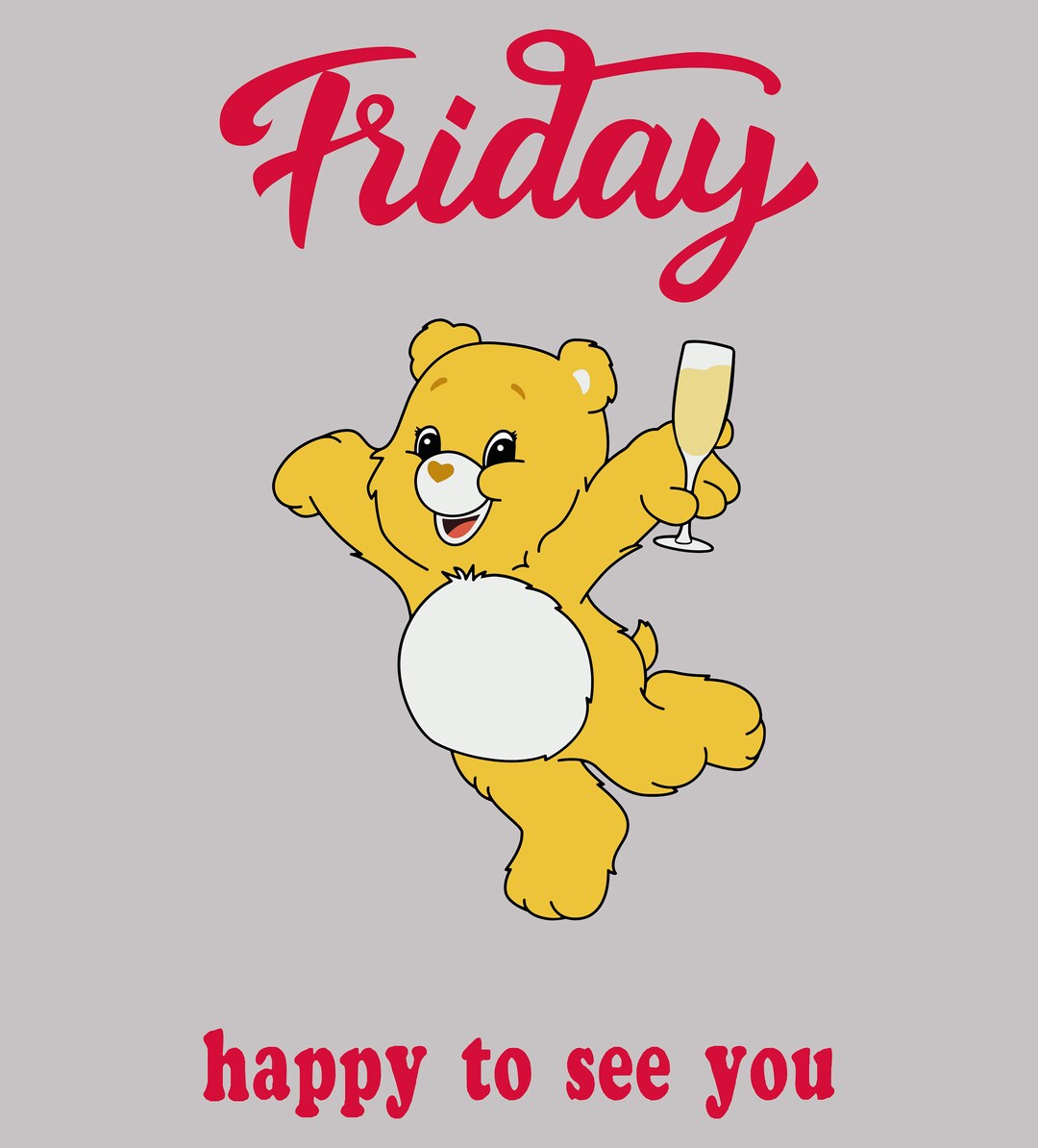 Care Bear Svg, Friday Svg, Friday Mood, Champagne Png, Yellow Bear Svg ...