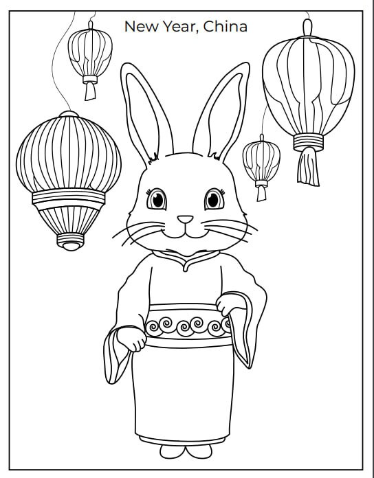 Coloring Pages rabbits Celebrating Holidays Around the - Etsy