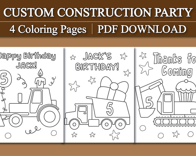 Construction Birthday Coloring Page for Kid Custom Construction ...