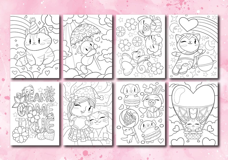 Kawaii Valentines Day Coloring Pages | 50 Digital Coloring Pages ...