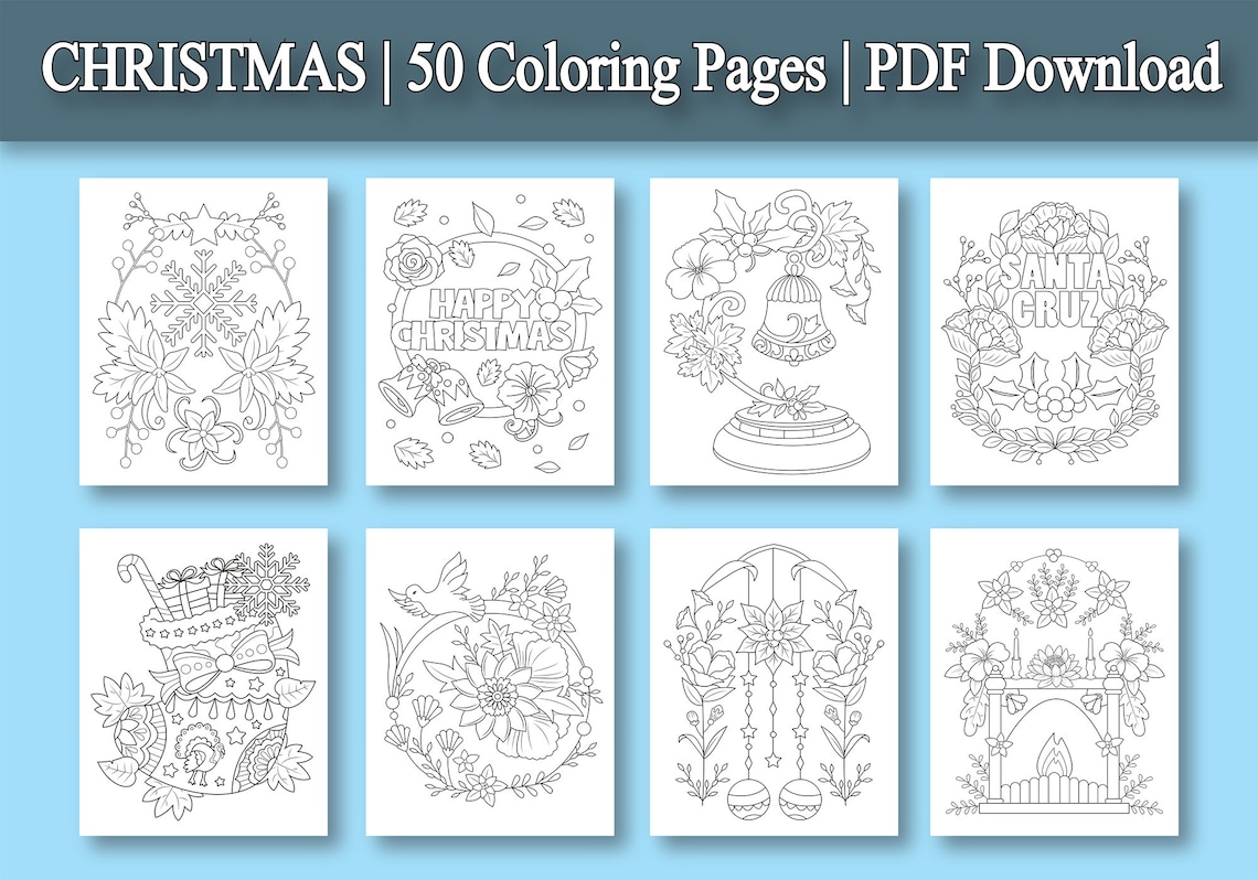 Adult Coloring Book: Christmas Coloring Pages for Adults and - Etsy