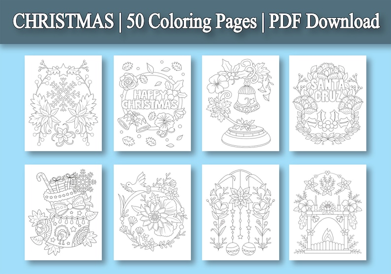 Adult Coloring Book: Christmas Coloring Pages for Adults and - Etsy