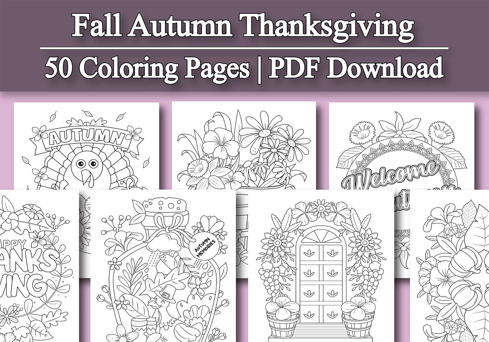 Adult Coloring Book: Autumn/thanksgiving/fall Coloring Pages for Adults ...