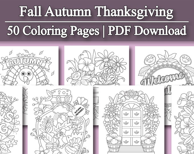 Adult Coloring Book: Autumn/thanksgiving/fall Coloring Pages for Adults ...
