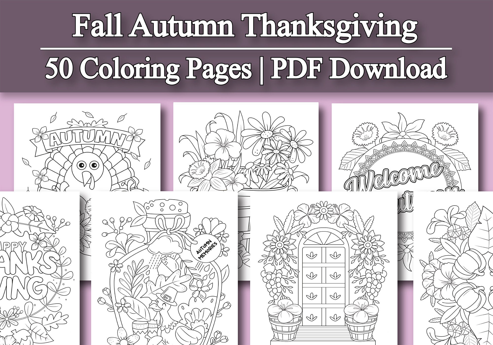 Adult Coloring Book: Autumn/thanksgiving/fall Coloring Pages for Adults ...
