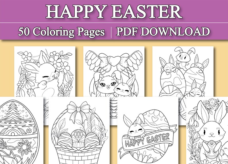 Happy Easter Coloring Pages Easter Bunnies Coloring Pages Easter Egg ...