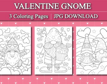 Gnomes With Heart Coloring Pages - Etsy