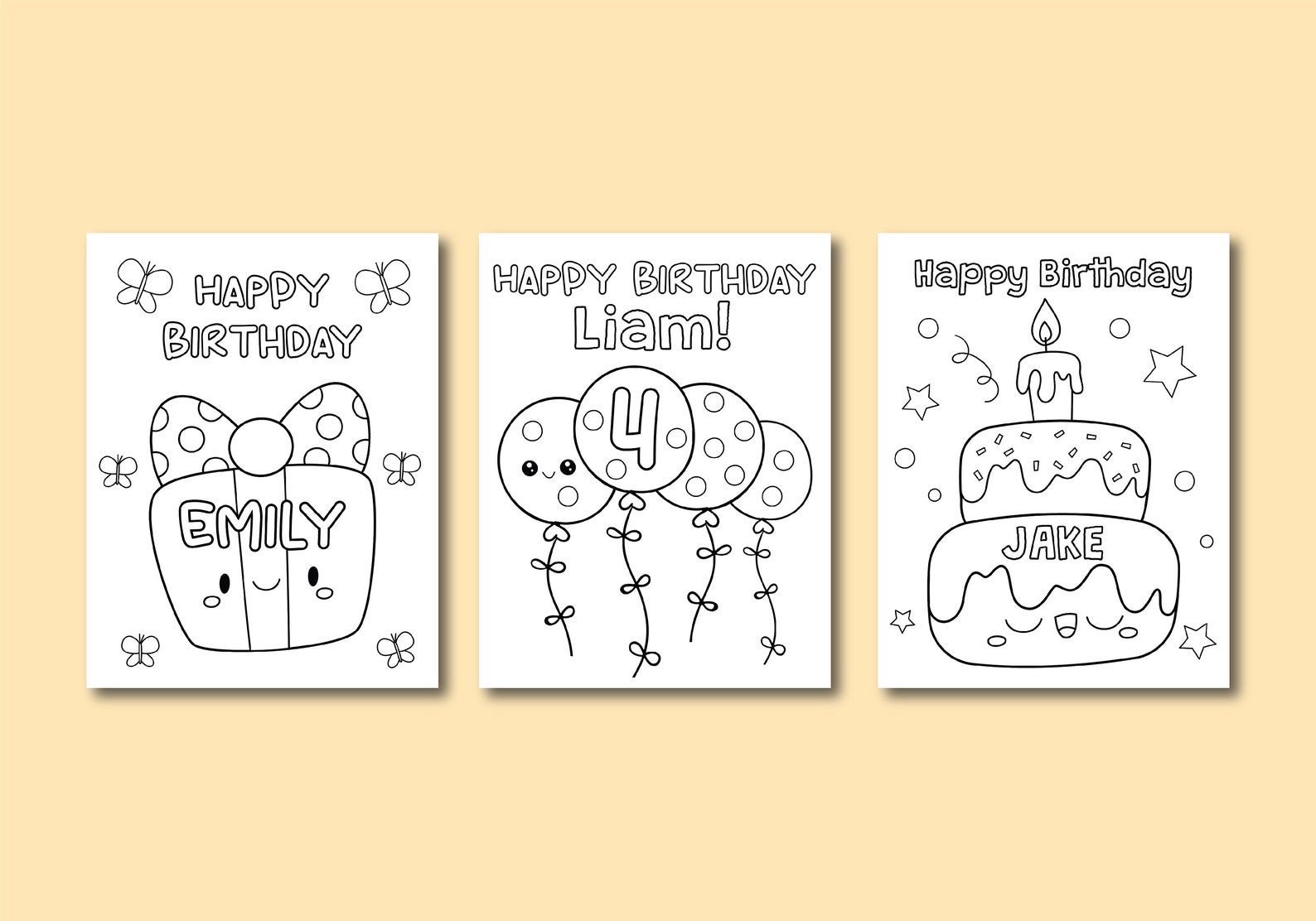 Personalized Birthday Coloring Pages for Kids, Custom Birthday Party ...
