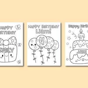 Personalized Birthday Coloring Pages for Kids, Custom Birthday Party ...