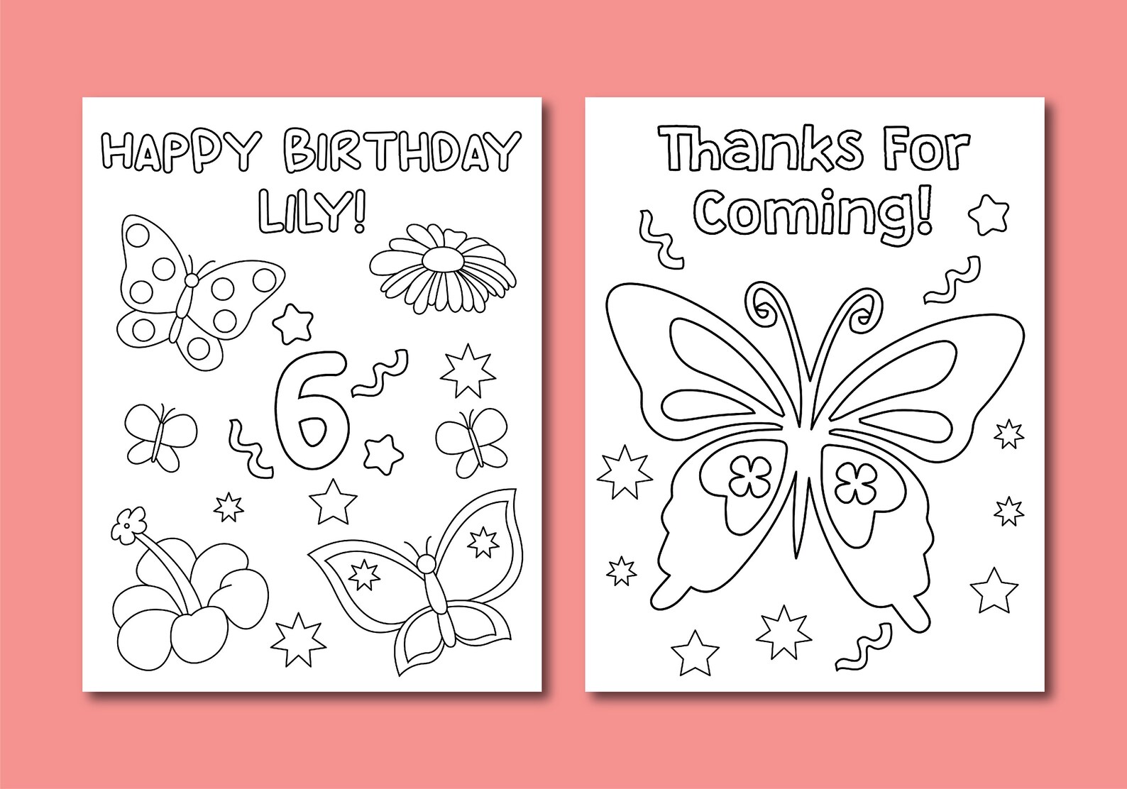 Personalized Butterfly Birthday Coloring Pages for Kids, Custom ...