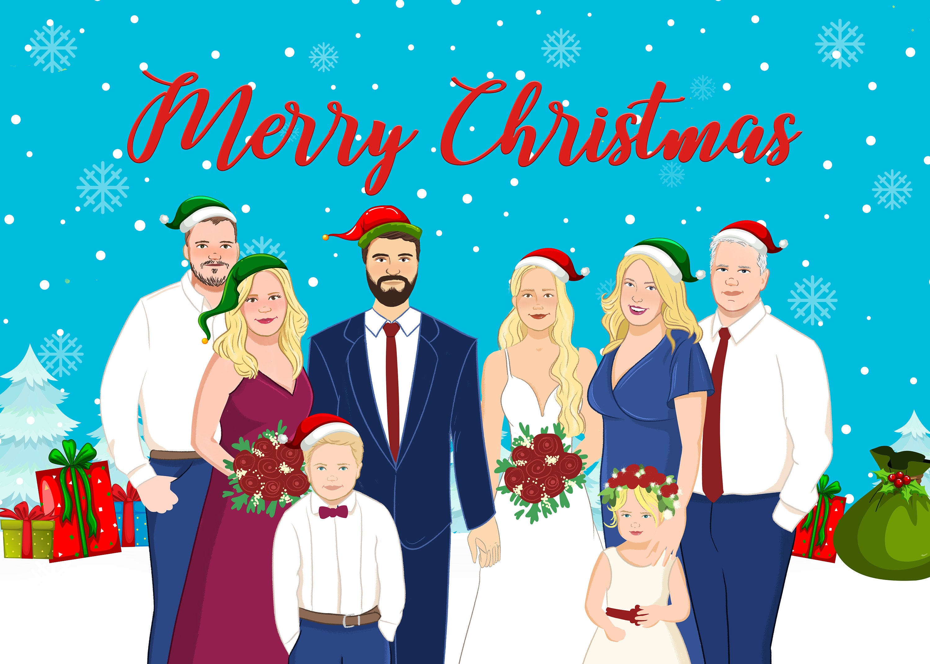 Personalized Family Christmas Card, Merry Christmas Greeting Card ...