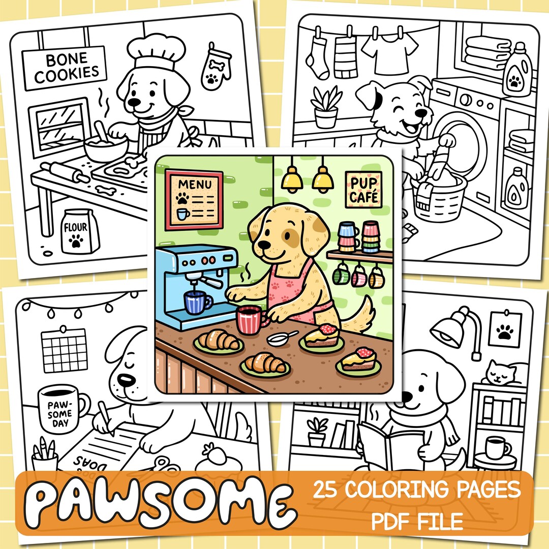Cozy Dog Coloring Book: 25 Pawsome Pages (PDF Digital Download) - Etsy