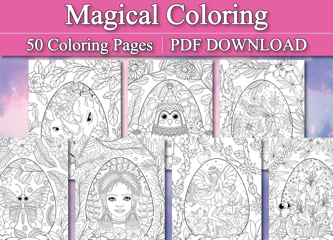 Adult Coloring Book: Magical Coloring Pages | 50 Very Detailed Coloring ...