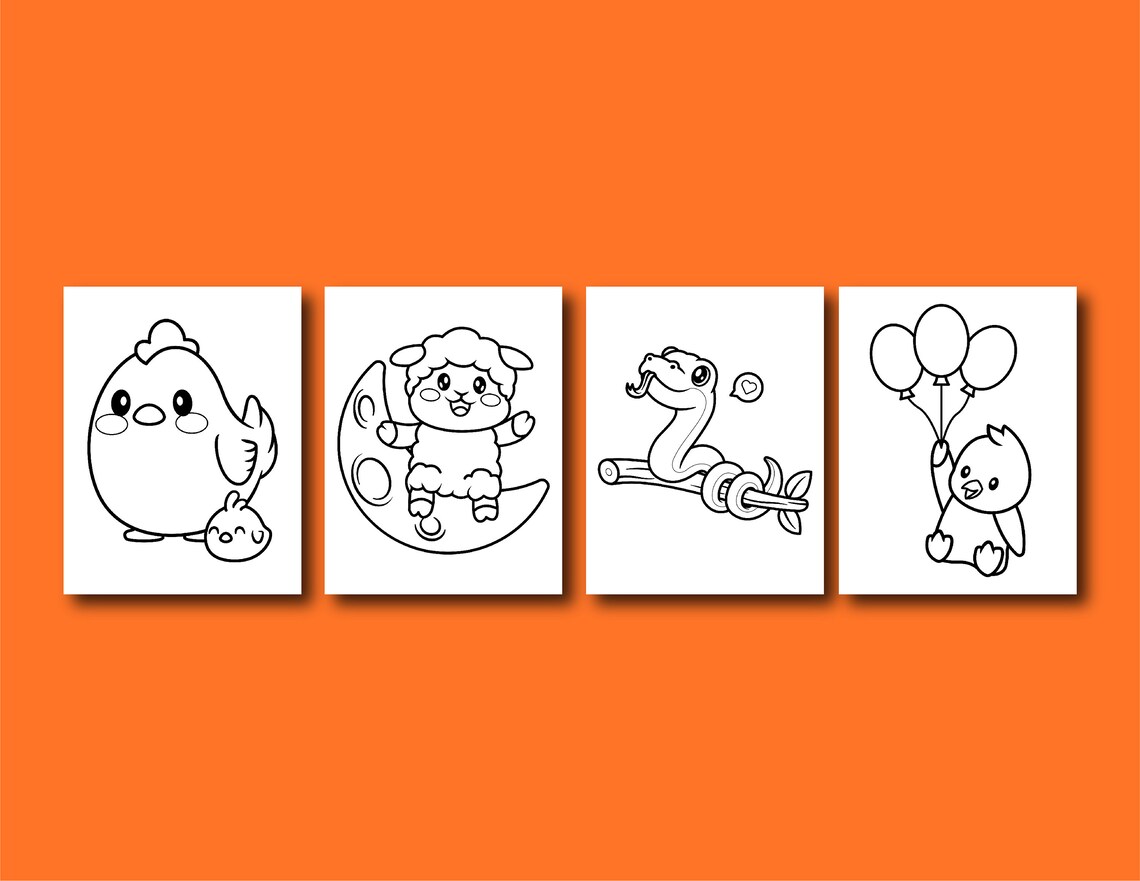 Kids Coloring Page: Cute Kawaii Animal Coloring Page, 25 Pages Coloring ...
