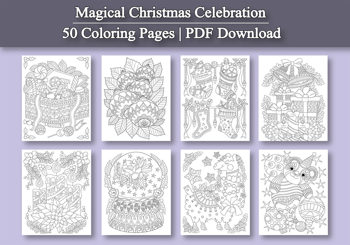 Adult Coloring Book: Magical Christmas Adult Coloring Pages - Etsy