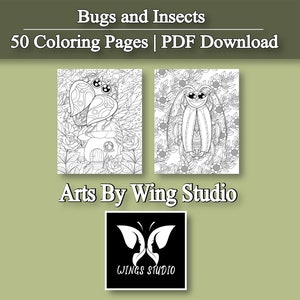 Adult Coloring Book: Bugs and Insects Adult Coloring Pages | 50 Digital ...