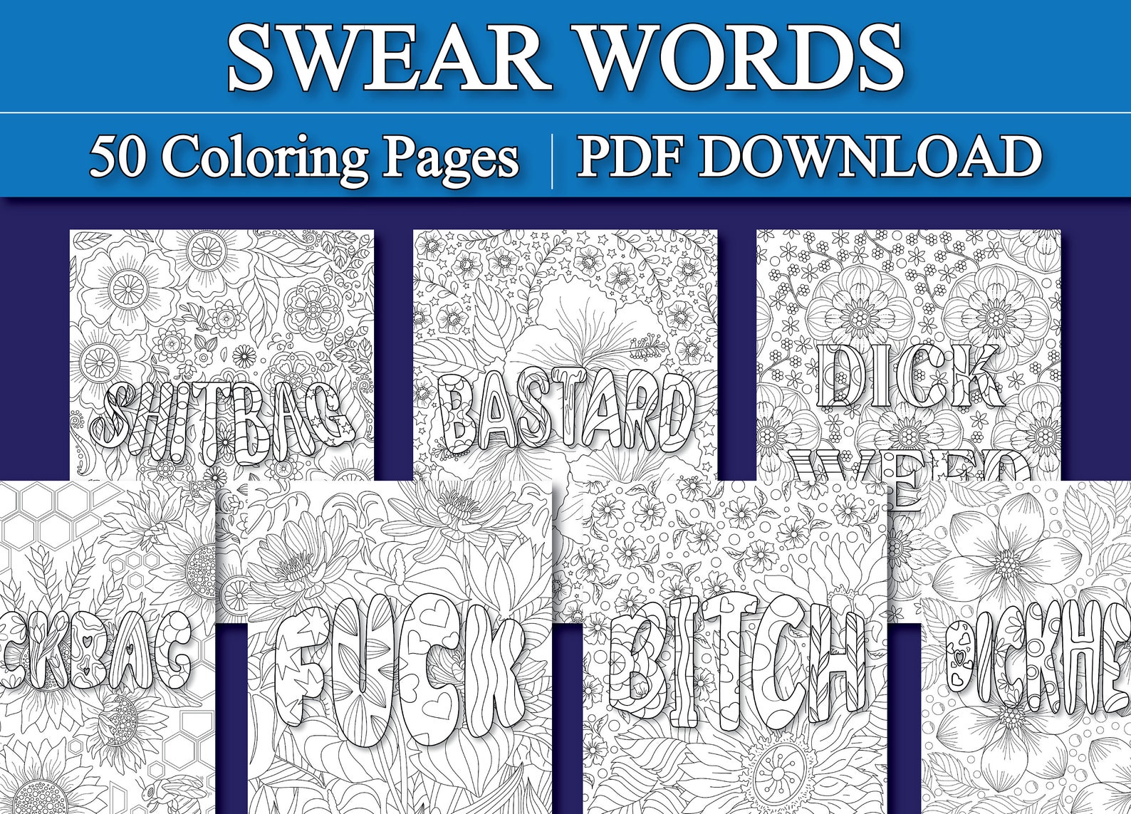 Adult Coloring Book: Swear Words Coloring Pages | Curse Words Coloring ...