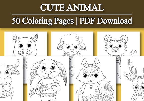 Kids Coloring Book: Cute Animals Coloring Pages for Kids - Etsy