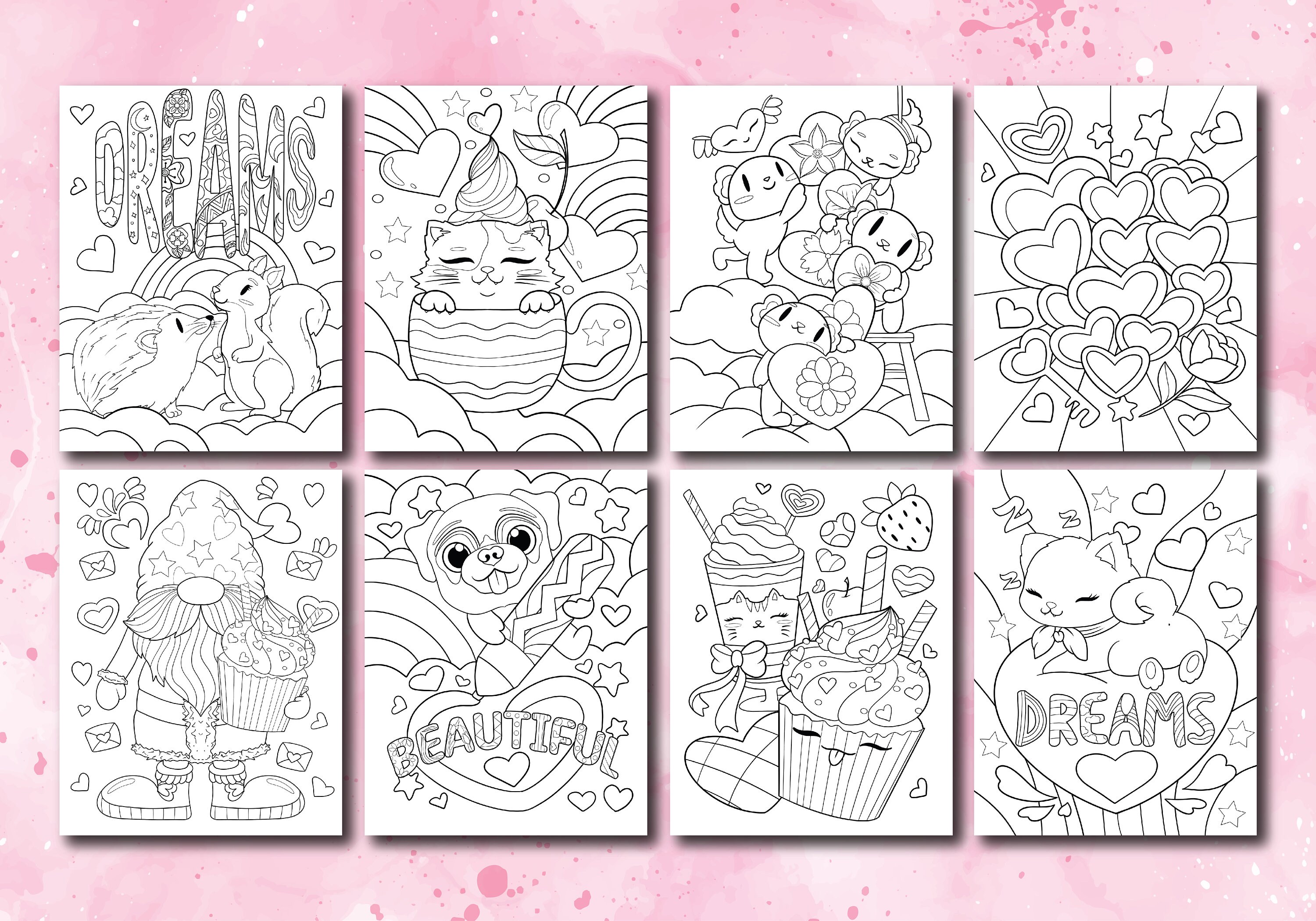 Kawaii Valentines Day Coloring Pages | 50 Digital Coloring Pages ...