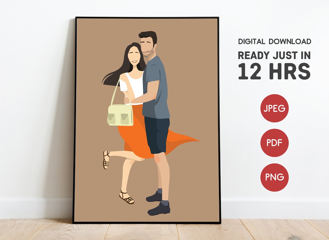 Faceless Digital Portrait, Custom Portrait Print, Digital Faceless ...