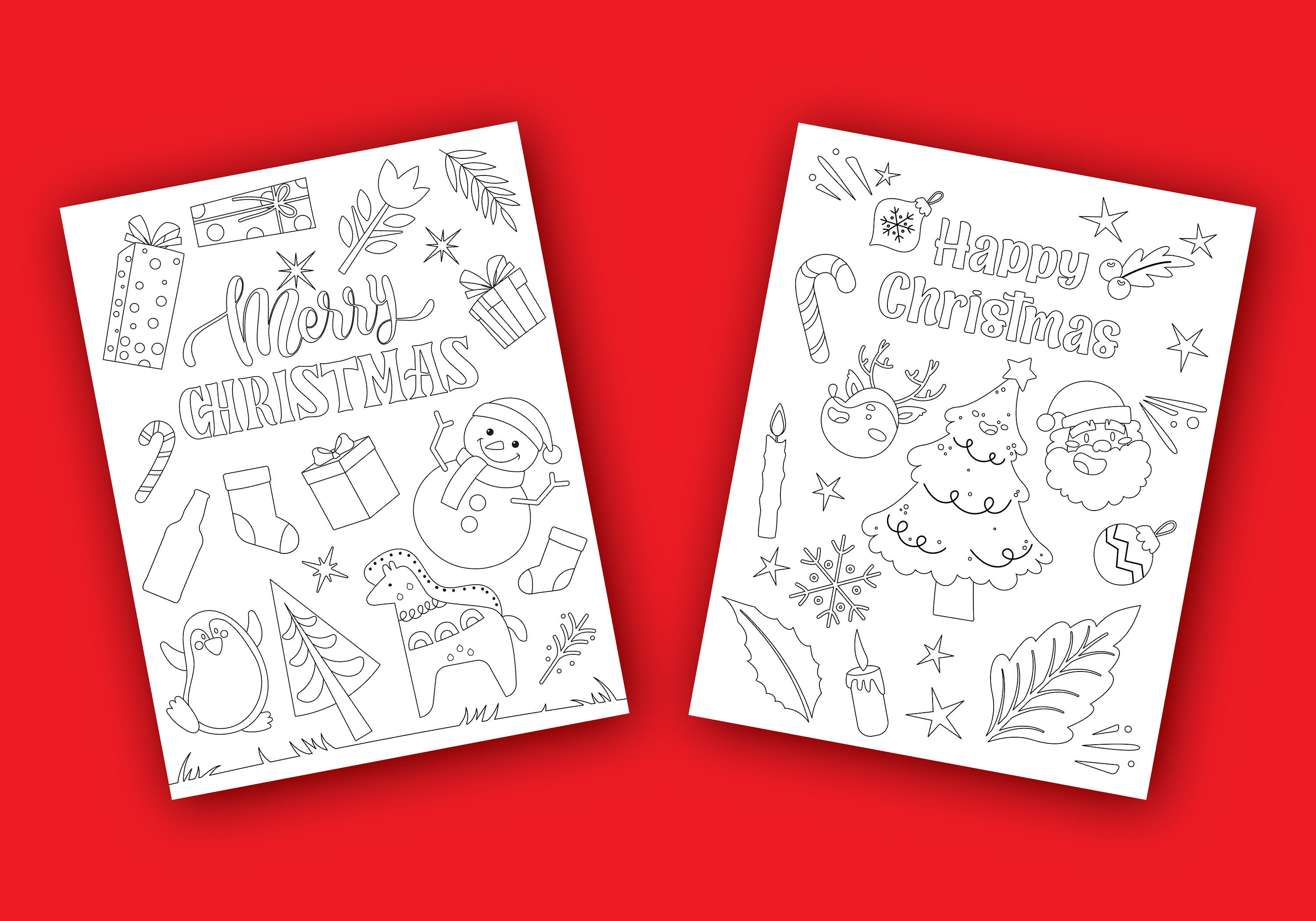 Adult and Kids Coloring Page: Christmas Doodle | Christmas Coloring ...