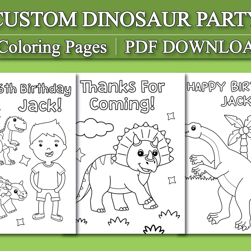 Dinosaur Birthday Coloring Pages - Etsy