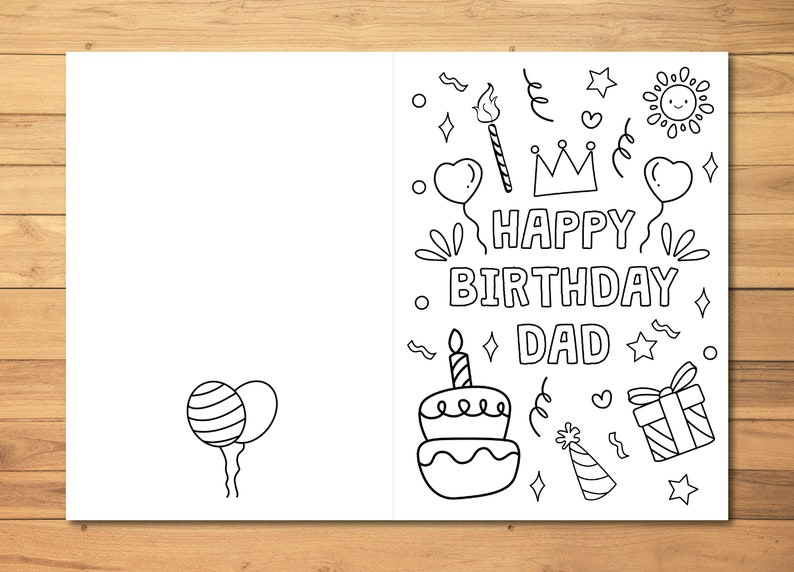Dad Birthday Coloring Card Printable for Kids, Happy Birthday Dad ...
