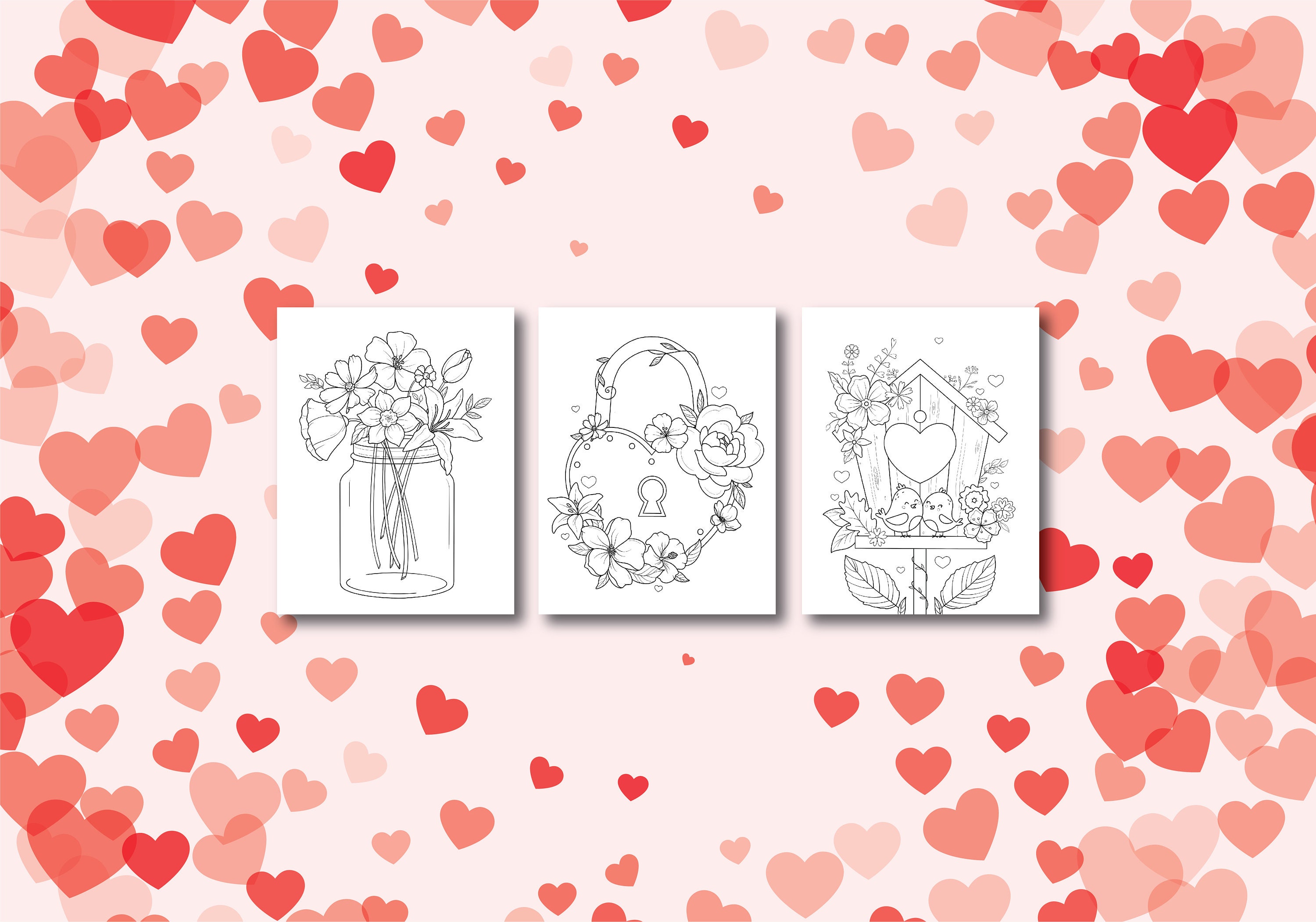 Valentines Day Coloring Pages Love Coloring Pages 50 Digital Coloring ...
