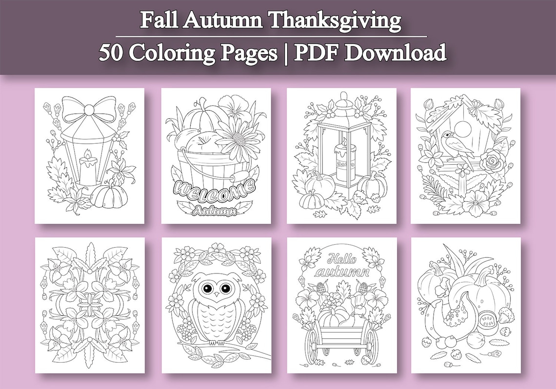 Adult Coloring Book: Autumn/thanksgiving/fall Coloring Pages - Etsy