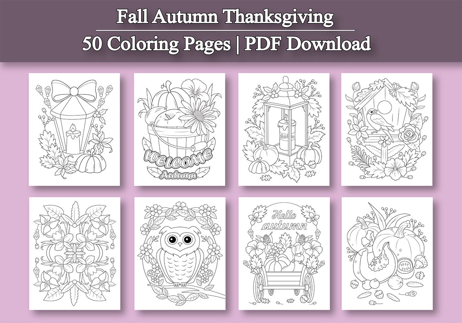 Adult Coloring Book: Autumn/thanksgiving/fall Coloring Pages for Adults ...