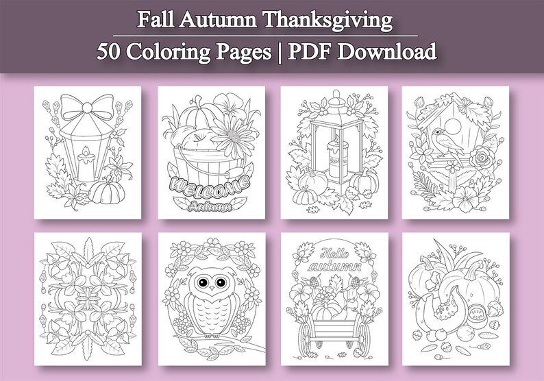 Adult Coloring Book: Autumn/thanksgiving/fall Coloring Pages for Adults ...
