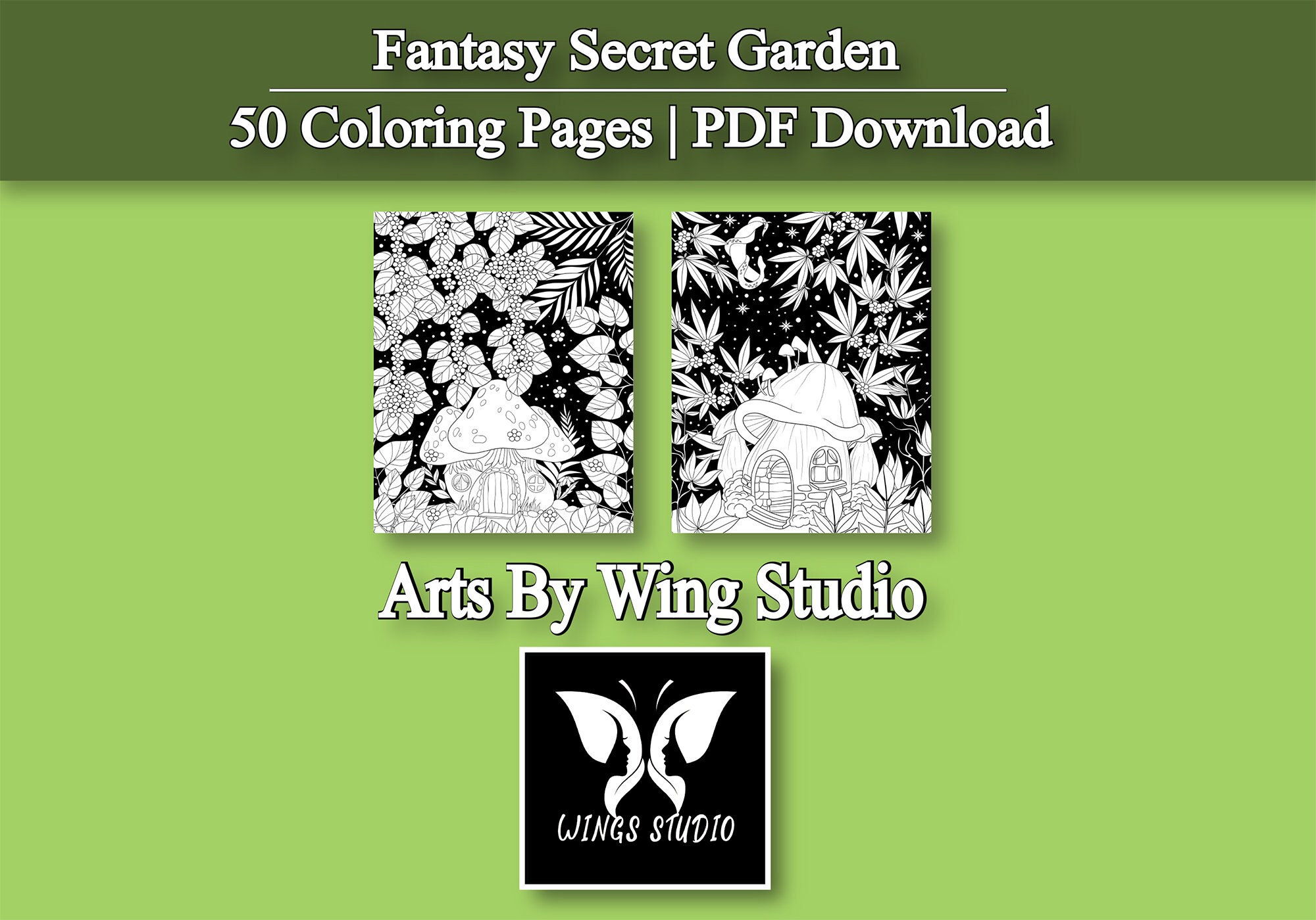 Fantasy Adult Coloring Pages Midnight Secret Garden Adult Etsy