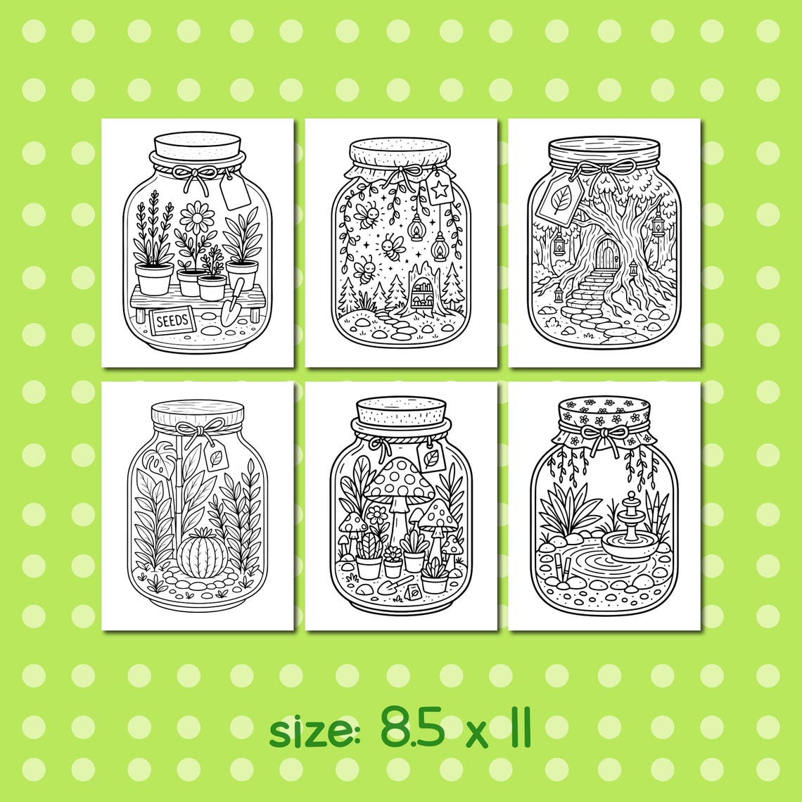 Forest Jar Coloring Pages, Bold and Easy Coloring Book, Enchanted ...
