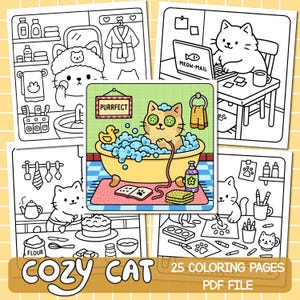 Cat Moment Coloring Book, Cat Life Coloring Pages, Meow Moment, Bold ...