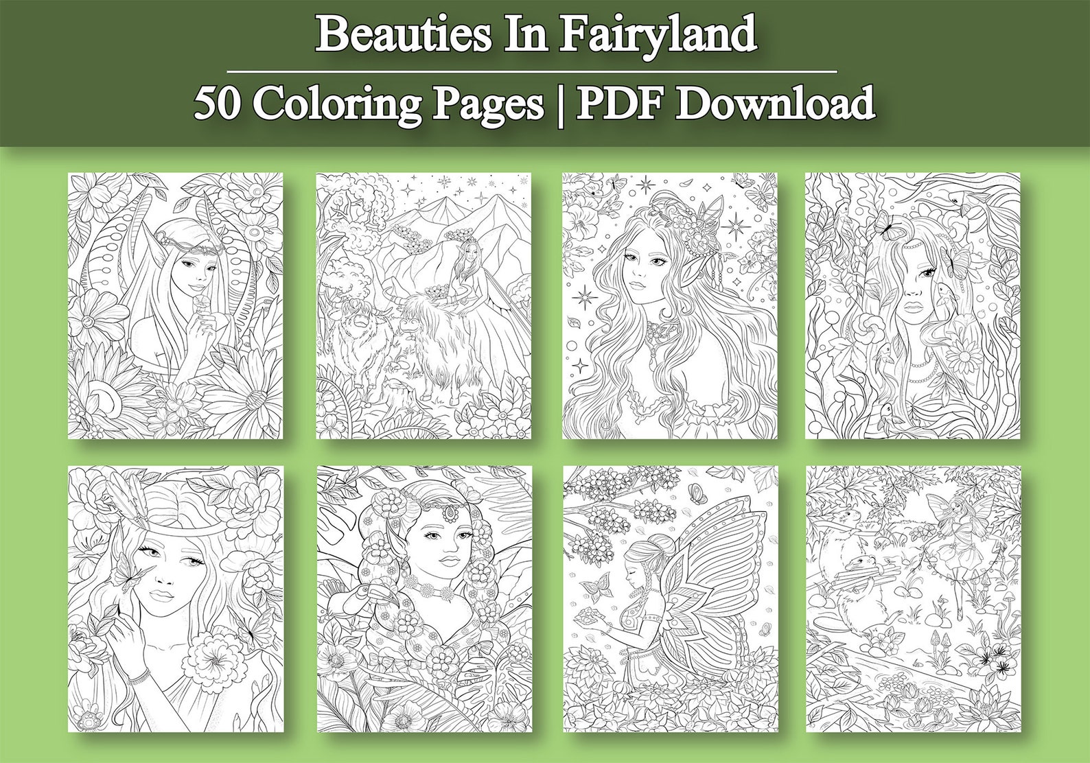 Adult Coloring Book: Beauties in Fairyland Adult Coloring Pages | 50 ...