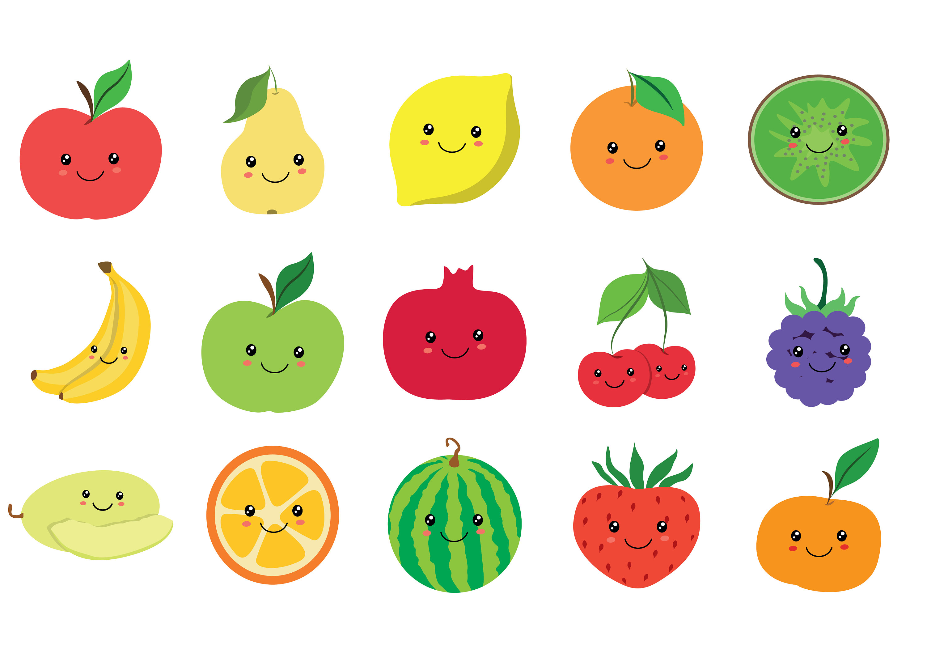 25 Kawaii Fruit Clipart, Cute Fruit Doodle, Cute Fruit Png, Cute ...