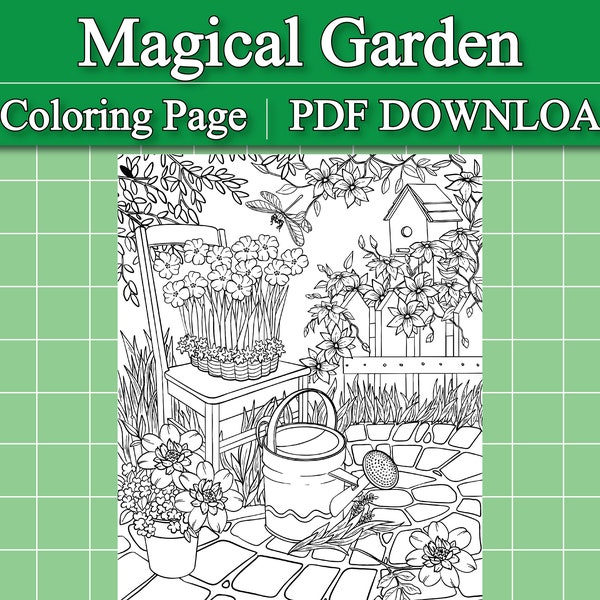 Garden Coloring Page - Etsy