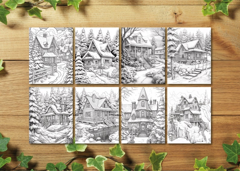 Winter House Coloring Page, Cozy House Coloring Page, Christmas House ...
