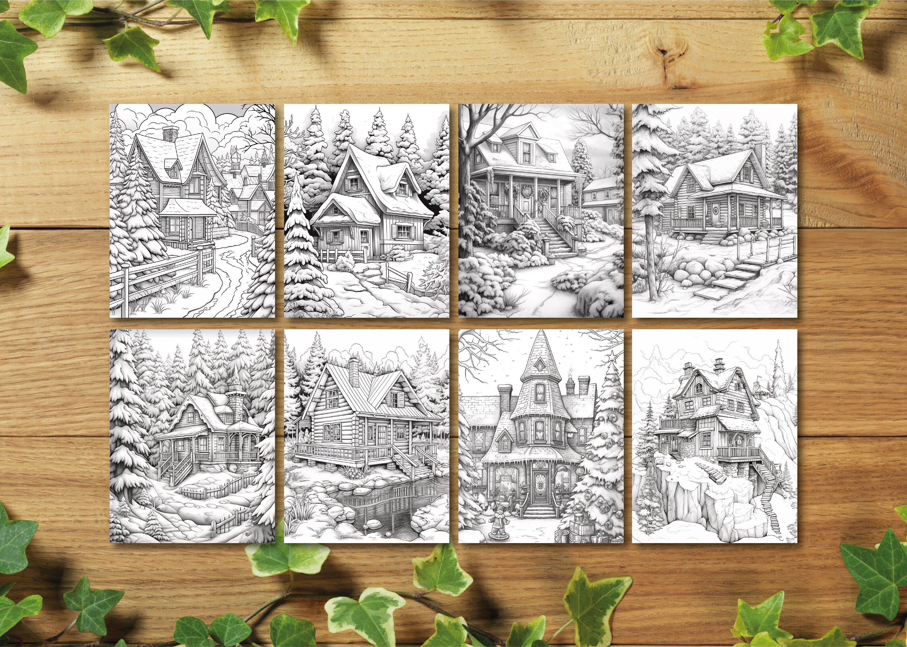 Winter House Coloring Page, Cozy House Coloring Page, Christmas House ...