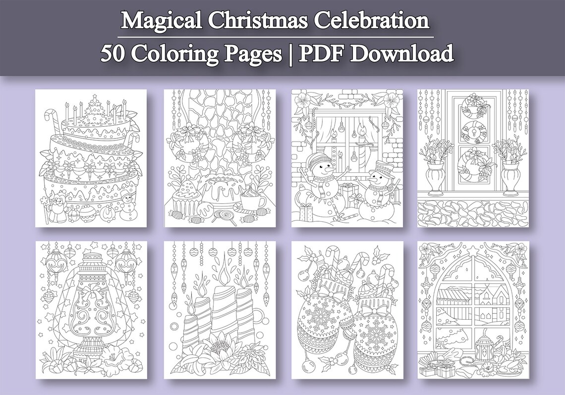 Adult Coloring Book: Magical Christmas Adult Coloring Pages - Etsy